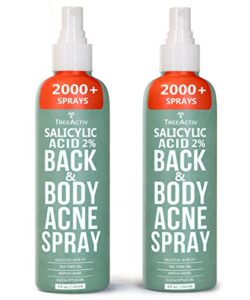 treeactiv salicylic acid back & body acne spray – 2% salicylic acid spray for back acne solution for women and men – back acne treatment organic for body that prevents & shrinks body acne – 4oz 2-pack