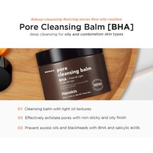 Hanskin BHA Pore Cleansing Balm, Gentle Blackhead Cleanser and Makeup Remover for Combination and Oily Skin [BHA/2.82 oz]