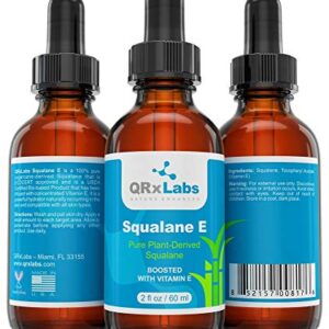 Pure Plant-Based Squalane Oil Boosted with Vitamin E (LARGE 2 oz) - Organic ECOCERT/USDA Certified Squalane Derived from Sugarcane - Best Moisturizer For Face, Body, Skin & Hair - 2 fl oz / 60 ml