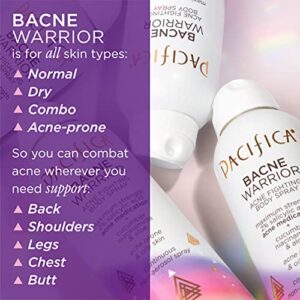 Pacifica Beauty Bacne Warrior Acne Fighting Body Spray for Body and Back, 2% Salicylic Acid, Niacinamide, Cucumber & Aloe, Sensitive Skin Approved, 100% Vegan and Cruelty Free, Clear, 6 Fl Oz