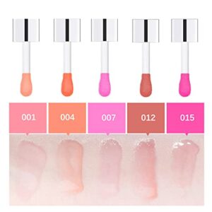 MAEPEOR Hydrating Lip Oil 5 Colors Moisturizing Glossy Lip Glow Oil Not Greasy Long-lasting Lip Balm for Nourishing Repairing and Softening Lip with Big Brush Head (Colors 01)