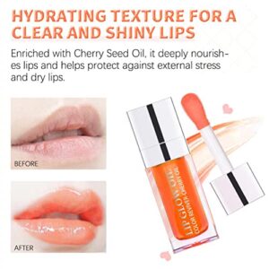 MAEPEOR Hydrating Lip Oil 5 Colors Moisturizing Glossy Lip Glow Oil Not Greasy Long-lasting Lip Balm for Nourishing Repairing and Softening Lip with Big Brush Head (Colors 01)