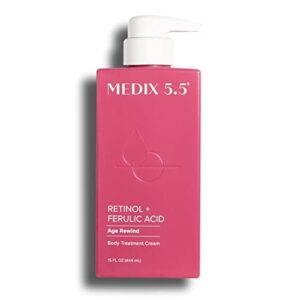 medix 5.5 retinol body lotion firming moisturizer & crepey skin care treatment, anti aging retinol body cream targets look of wrinkles, sagging skin, stretch marks, & sun damaged dry skin, 15 fl oz