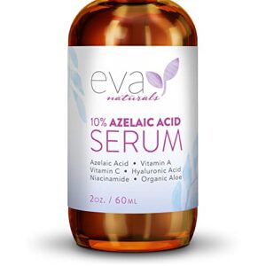 azelaic acid 10% facial serum, 2 oz., skin brightening hyaluronic acid and niacinamide, redness relief , fade and repair dark spots