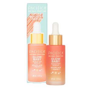 pacifica beauty, glow baby booster serum for face, vitamin c and glycolic acid, brightens and supports, for all skin types, fragrance free, clean skin care, vegan and cruelty free