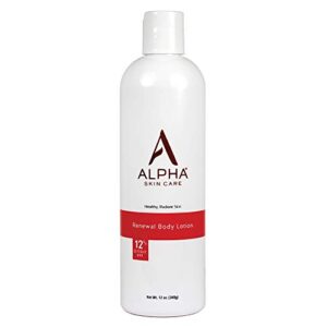 alpha skin care revitalizing body lotion with 12% glycolic aha, simple and effective multi-purpose daily moisturizer hydrates and exfoliates with acne treatment, anti-aging, smoothing properties