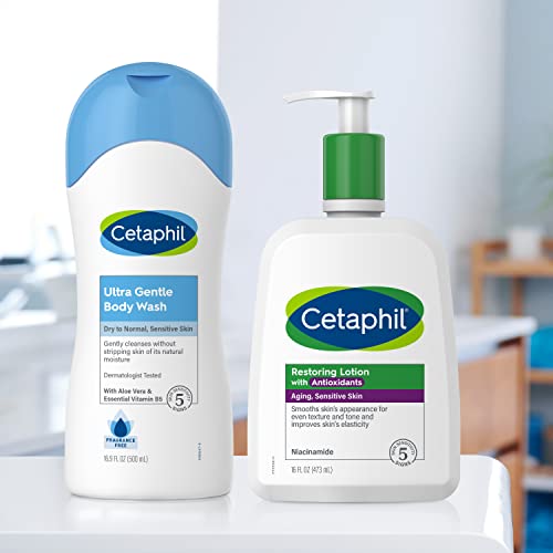 Cetaphil Restoring Body Lotion with Antioxidants for Aging Skin, Great for Neck and Chest Areas, Fragrance and Paraben Free, Suitable for Sensitve Skin 16 oz. Bottle