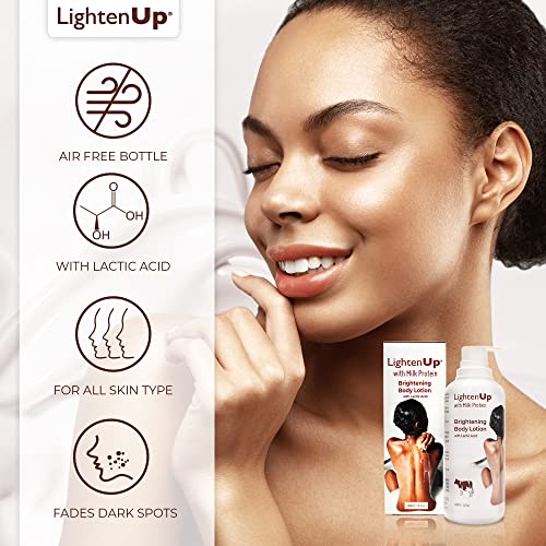 LightenUp, Lactic Acid Lotion | 13.5 Fl oz / 400ml | AHA Body Cream | Fade Dark Spots on Body, Knees, Armpit, Underarm | with Shea Butter, For Women and Men