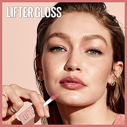 Maybelline Lifter Gloss, Hydrating Lip Gloss with Hyaluronic Acid, High Shine for Fuller Looking Lips, XL Wand, Stone, Rosey Neutral, 0.18 Ounce