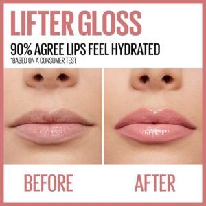 Maybelline Lifter Gloss, Hydrating Lip Gloss with Hyaluronic Acid, High Shine for Fuller Looking Lips, XL Wand, Stone, Rosey Neutral, 0.18 Ounce