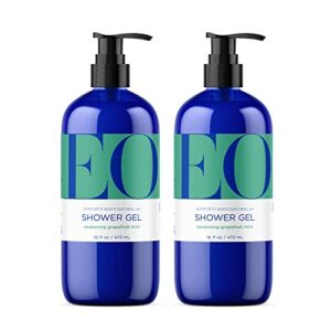 eo shower gel body wash, 16 ounce (pack of 2), grapefruit and mint, organic plant-based skin conditioning cleanser with pure essentials oils