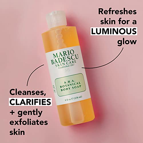 Mario Badescu AHA Botanical Body Wash Moisturizing, Clarifying and Gentle Exfoliating Body Wash for Brighter, Softer and Smoother Skin, Body Soap Infused with Glycolic Acid & Fruit Enzymes, 8 Fl Oz