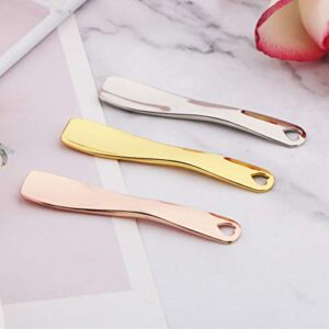 Teensery 3 Pcs Metal Cosmetic Spoon Spatulas Makeup Skin Care Facial Cream Mask Scoop Tool for Home Salon (Gold, Silver, Rose Gold)