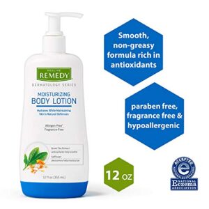 Medline Remedy Dermatology Series Moisturizing Body Lotion, Allergen and Fragrance-Free, Unscented, 12-oz Bottle