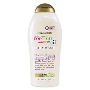 ogx extra creamy + coconut miracle oil ultra moisture body wash, 19.5 fl oz