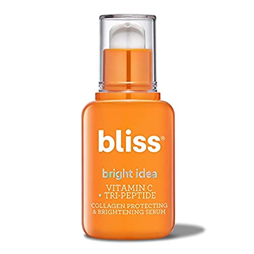 Bliss Bright Idea Vitamin C + Tri-Peptide Collagen Protecting & Brightening Serum for Dark spots, Even Skin Tone, Fine lines & Wrinkles - Clinical Grade Vitamin C - Suitable for all Skin Types- 1 Fl Oz - Clean - Vegan & Cruelty-Free