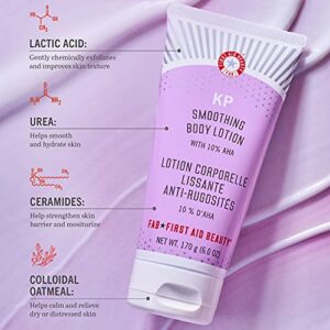 First Aid Beauty KP Smoothing Body Lotion – Chemically Exfoliates and Moisturizes with 10% Lactic Acid (AHA), Urea, Colloidal Oatmeal and Ceramides – 6 oz﻿