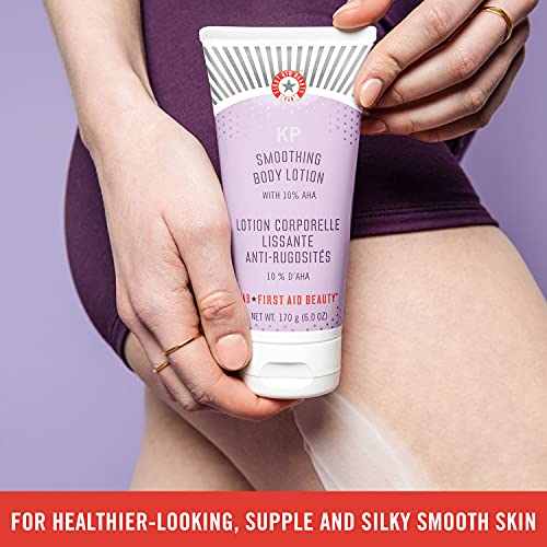 First Aid Beauty KP Smoothing Body Lotion – Chemically Exfoliates and Moisturizes with 10% Lactic Acid (AHA), Urea, Colloidal Oatmeal and Ceramides – 6 oz﻿