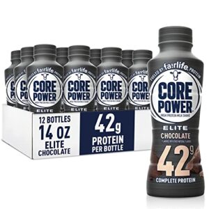 fairlife core power elite 42g high protein milk shakes, ready to drink for workout recovery, chocolate, 14 fl oz (pack of 12)