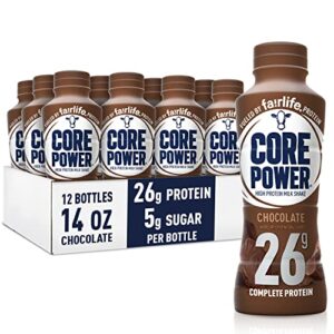 fairlife core power 26g protein milk shakes, ready to drink for workout recovery, chocolate, 14 fl oz (pack of 12)