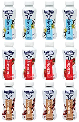 Fairlife Protein Shakes Variety Pack | Nutrition Plan | High Protein | Sampler | Fairlife Chocolate, Vanilla, Strawberry Flavor Variety | 12 Pack - Resealable 11.5 oz Each Bottle | Niro Assortment