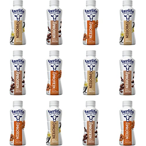 Fairlife Nutrition Plan Vanilla, Chocolate and Caramel Shake Variety Pack 30g Protein Low Sugar Combo Supplement Meal Replacement Ready To Drink 11.4 Oz Bulk Variety Pack (12-Count)