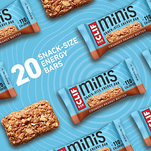 CLIF BARS - Mini Energy Bars - Crunchy Peanut Butter -Made with Organic Oats - Plant Based Food - Vegetarian - Kosher (0.99 Ounce Snack Bars, 20 Count)