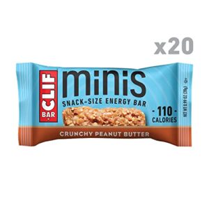 CLIF BARS - Mini Energy Bars - Crunchy Peanut Butter -Made with Organic Oats - Plant Based Food - Vegetarian - Kosher (0.99 Ounce Snack Bars, 20 Count)