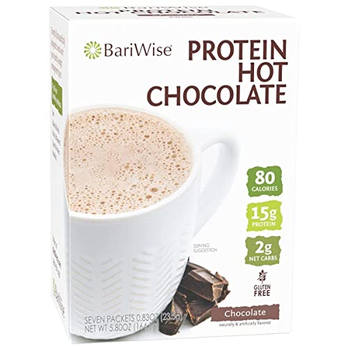 BariWise Protein Hot Cocoa, Chocolate, 80 Calories, 15g Protein, 2g Net Carbs, Gluten Free (7ct)