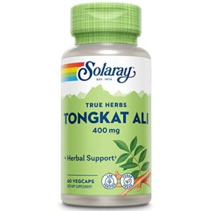 solaray tongkat ali 400 mg, vegan, longjack tongkat ali for men, traditional support for male performance, drive, and reproductive health, natural energizer, 60 servings, 60 vegcaps