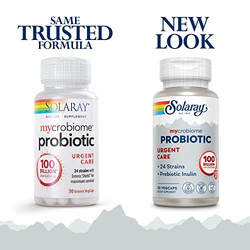 Solaray Mycrobiome Probiotic Urgent Care | Formulated to Support Healthy Digestion, Immune Function & More | 100 Billion CFU | 30 VegCaps