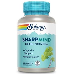 solaray sharpmind, cognitive support formula | with ginkgo leaf, l-dopa, huperzine a & more for healthy brain, mood & memory support | 60 vegcaps