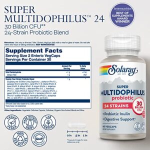 SOLARAY Super Multidophilus 24 Strain Probiotic | 30 Billion CFU | Healthy Gut Support | 30 Serv | 60 Enteric VegCaps