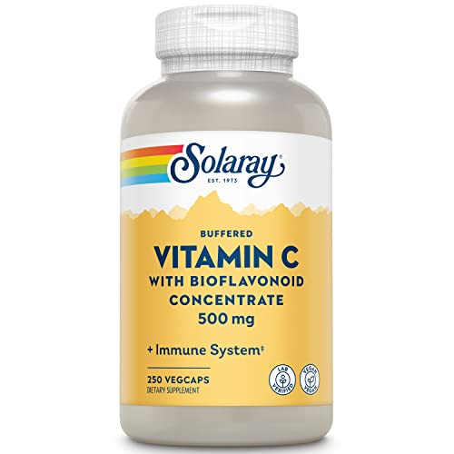 SOLARAY Vitamin C w/ Bioflavonoid Complex 500mg | Buffered for Easy Digestion | Healthy Immune System, Collagen Synthesis & Antioxidant Support | 250 VegCaps