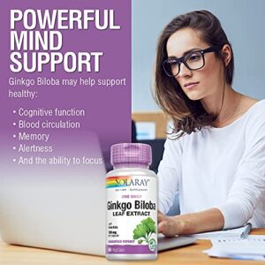 SOLARAY One Daily Ginkgo Biloba Leaf Extract | Healthy Blood Circulation, Memory & Brain Function Support (60 VegCaps)