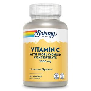 solaray vitamin c w/ bioflavonoid concentrate 1000 mg, healthy immune function, skin, hair & nails support, 100 vegcaps