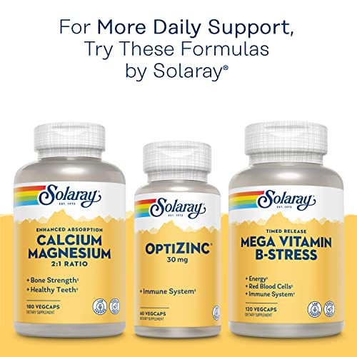 SOLARAY Vitamin C w/ Bioflavonoid Concentrate 1000 mg, Healthy Immune Function, Skin, Hair & Nails Support, 100 VegCaps