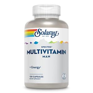 solaray spectro multivitamin for men, men’s multivitamin for energy and overall wellness with saw palmetto, pumpkin seed, digestive enzymes, and more, 60-day guarantee, 30 servings, 120 capsules