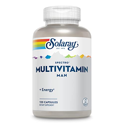 SOLARAY Spectro Multivitamin for Men, Men's Multivitamin for Energy and Overall Wellness with Saw Palmetto, Pumpkin Seed, Digestive Enzymes, and More, 60-Day Guarantee, 30 Servings, 120 Capsules