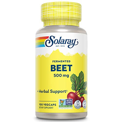 SOLARAY Fermented Beet Root Supplement | Athletic Performance, Circulation & Heart Health Support, 100 Serv, 100 VegCaps