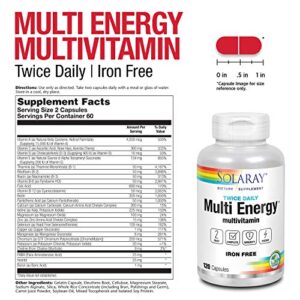 SOLARAY Twice Daily Multi Energy, Iron Free | Complete Multivitamin for Immune & Energy Support (60 Serv, 120 CT)