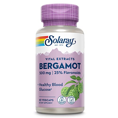 SOLARAY Vital Extracts Bergamot 500 mg, 25% Flavonoids Plus Berberine HCl Extract from Indian Barberry, AMPK Activator & Ketone Synthesis Support, Vegan, 30 Servings, 60 Vegcaps