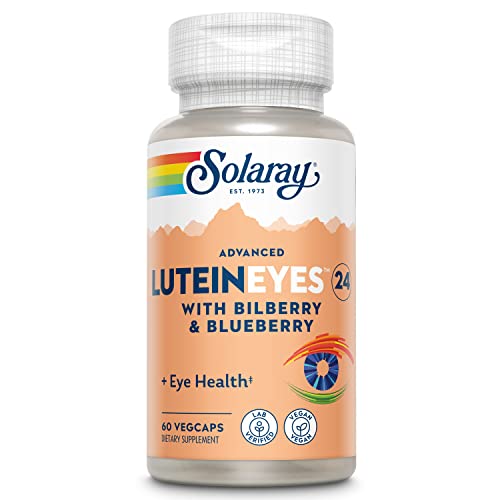 SOLARAY Advanced Lutein Eyes 24mg with Bilberry Extract and Blueberry Extract, Eye & Macular Health Support Supplement Supplying Zeaxanthin from Marigold, Vegan (60 Servings, 60 VegCaps)