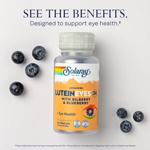 SOLARAY Advanced Lutein Eyes 24mg with Bilberry Extract and Blueberry Extract, Eye & Macular Health Support Supplement Supplying Zeaxanthin from Marigold, Vegan (60 Servings, 60 VegCaps)