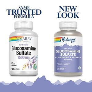 SOLARAY Glucosamine Sulfate 1500 mg, 2 Daily | Healthy Joint Support with Turmeric & Boswellia (60 Serv, 120 CT)