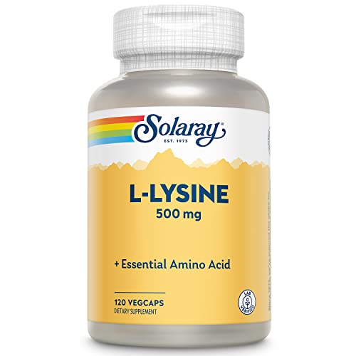 SOLARAY L-Lysine 500mg | Amino Acid | Healthy Cognitive, Immune System & GI Function, Bones, Joints & Skin Support | 120 VegCaps