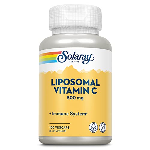 SOLARAY Liposomal Vitamin C 500mg, High Absorption Vitamin C Liposomal Blend, Healthy Immune System Function, Collagen Synthesis and Antioxidant Support, Vegan, 100 Servings, 100 VegCaps