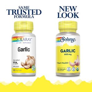 SOLARAY Garlic Bulb 600mg | Healthy Immune, Circulatory & Cardiovascular Systems Support | Vegan & Non-GMO | 100 VegCaps