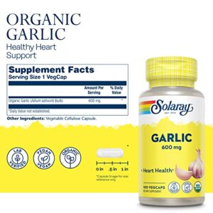 SOLARAY Garlic Bulb 600mg | Healthy Immune, Circulatory & Cardiovascular Systems Support | Vegan & Non-GMO | 100 VegCaps