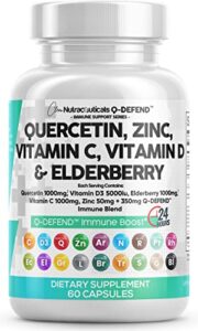 quercetin 1000mg zinc 50mg vitamin c 1000mg vitamin d 5000 iu bromelain elderberry – lung immune defense support supplement adults with artemisinin, sea moss, echinacea, garlic immunity allergy relief